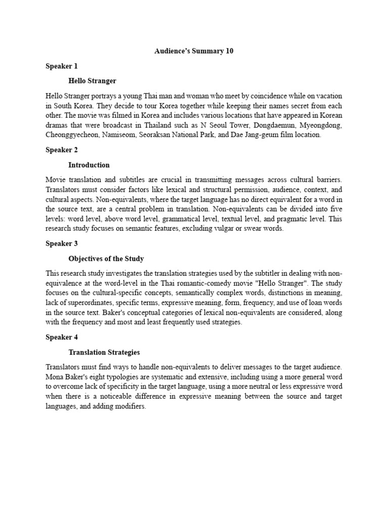 Summary of Seminar | PDF | Translations | Word