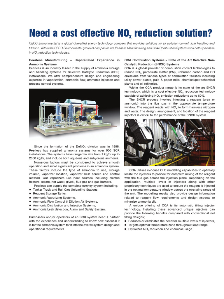 SCR+SNCR Flyer | PDF | N Ox | Chemical Process Engineering