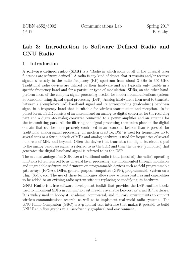 Introduction To Software Defined Radio and GNU Radio | PDF | Software Defined Radio | Radio