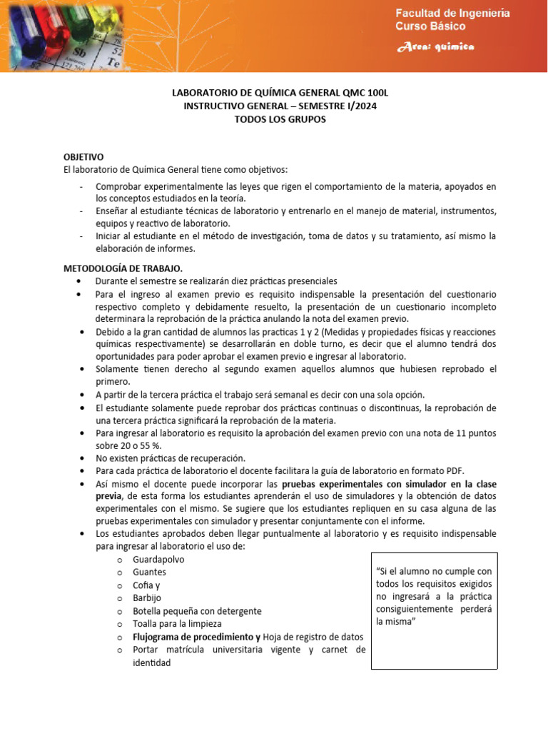 Instructivo QMC 100L I 2024 | PDF | Laboratorios