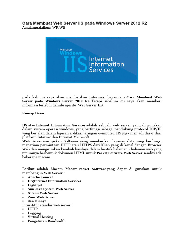Cara Membuat Web Server IIS Pada Windows Server 2012 R2 | PDF