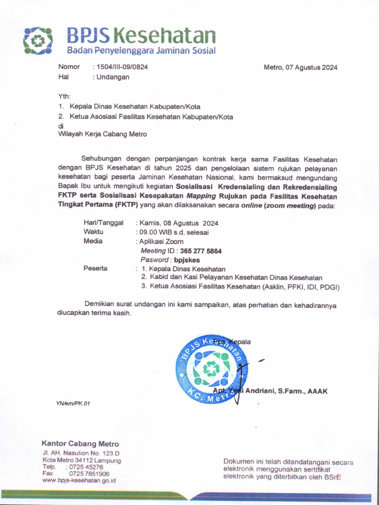 1504 Undangan Sosialisasi Rekredensialing Dan Mapping Rujukan Dinkes | PDF