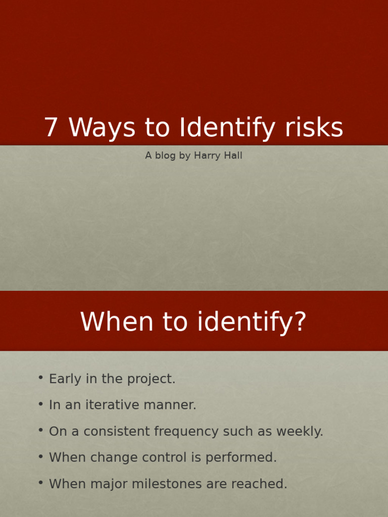 7 Ways To Identify Risk July 1 | PDF | Risk | Brainstorming