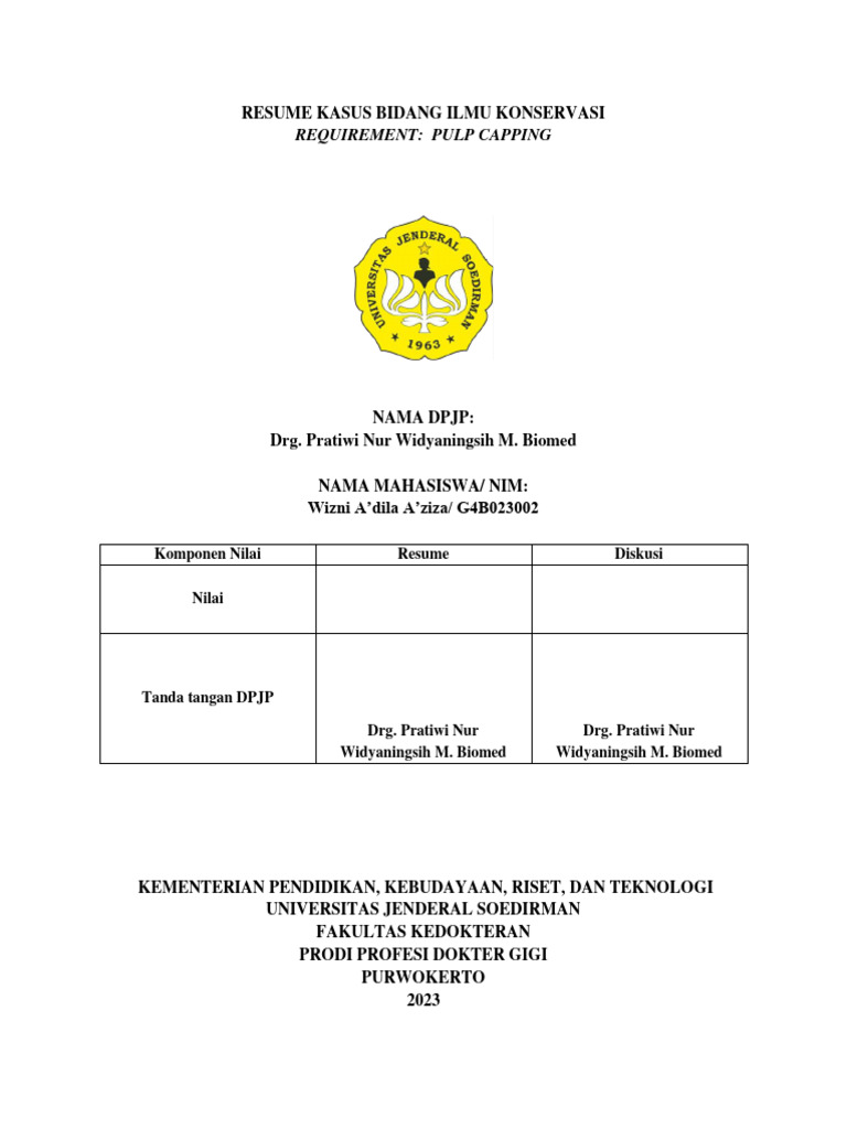 Resume Kasus Pulp Capping | PDF | Pengembangan Diri