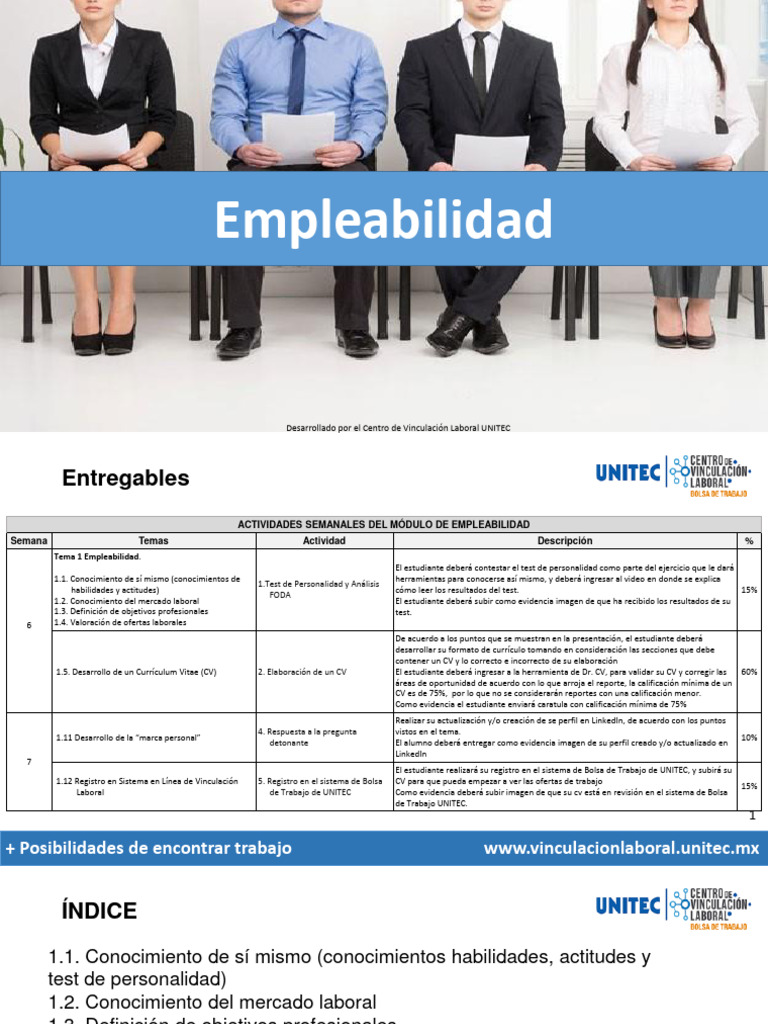 Presentación Empleabilidad Nacional | PDF | Plan de estudios | Empleo