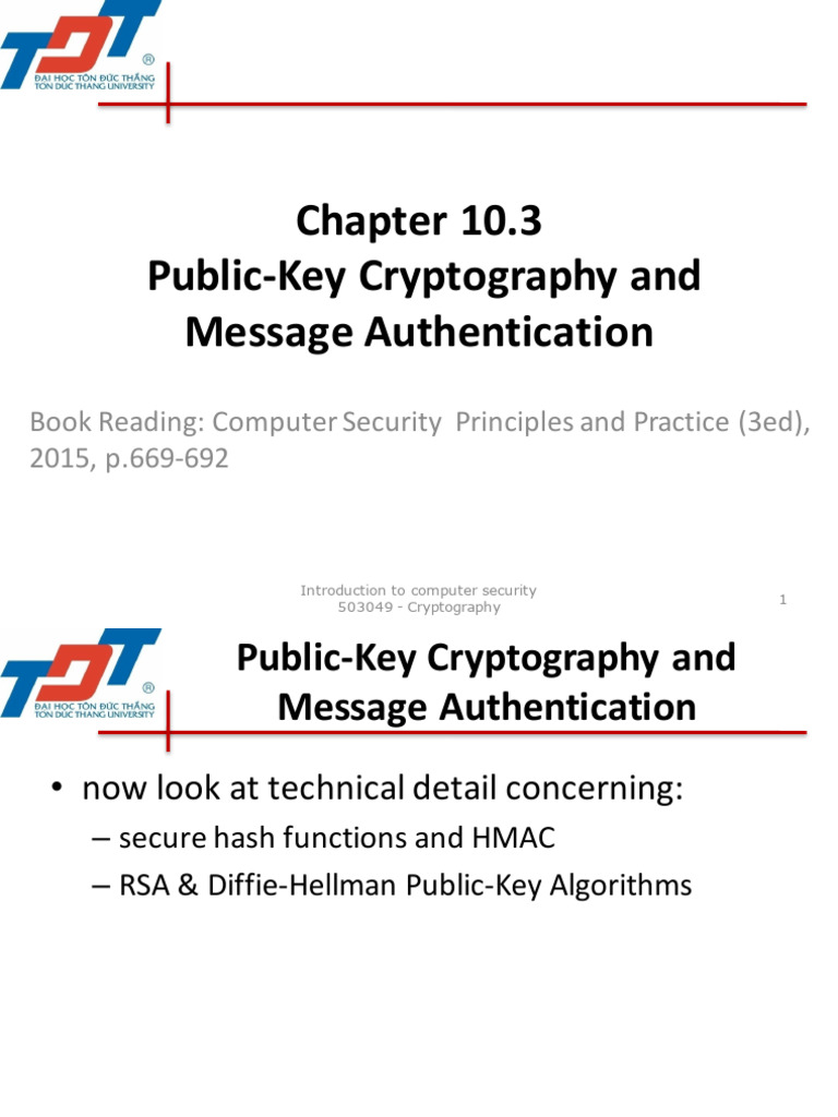 503049-Chapter 10.3 Public-Key Cryptography and Message Authentication | PDF | Public Key ...