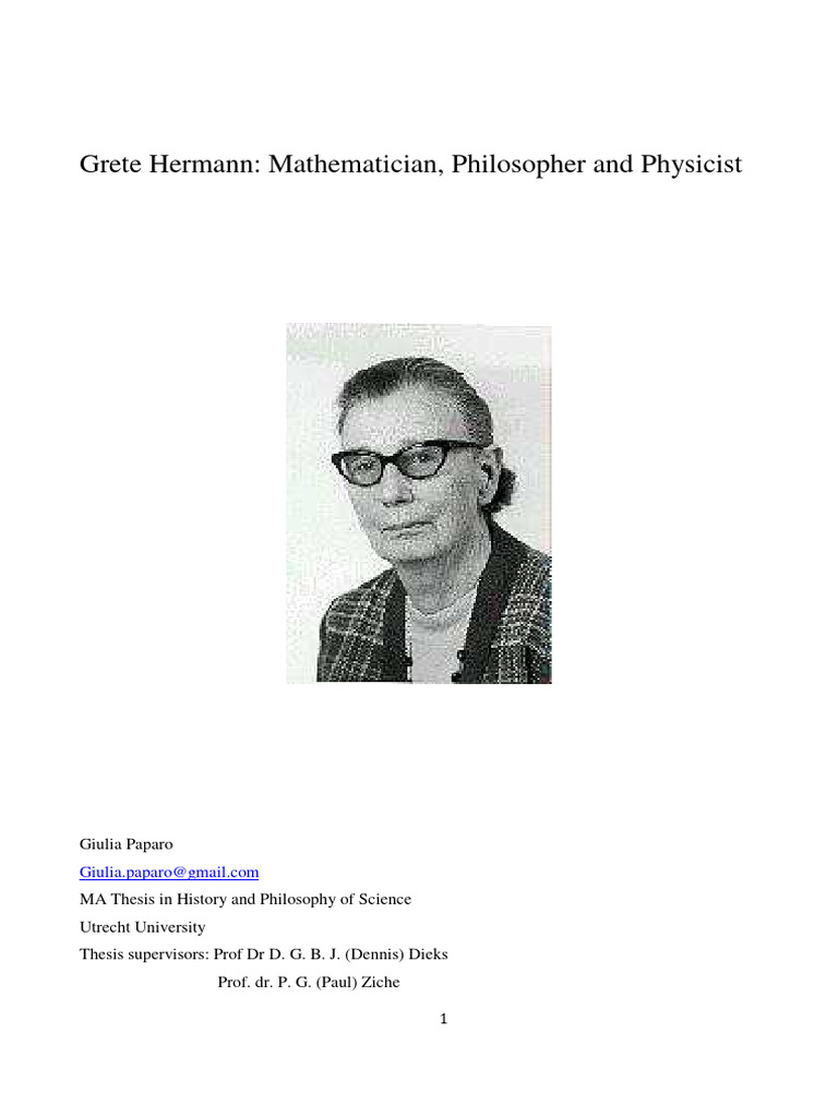 Grete Hermann Mathematician Philosopher | PDF
