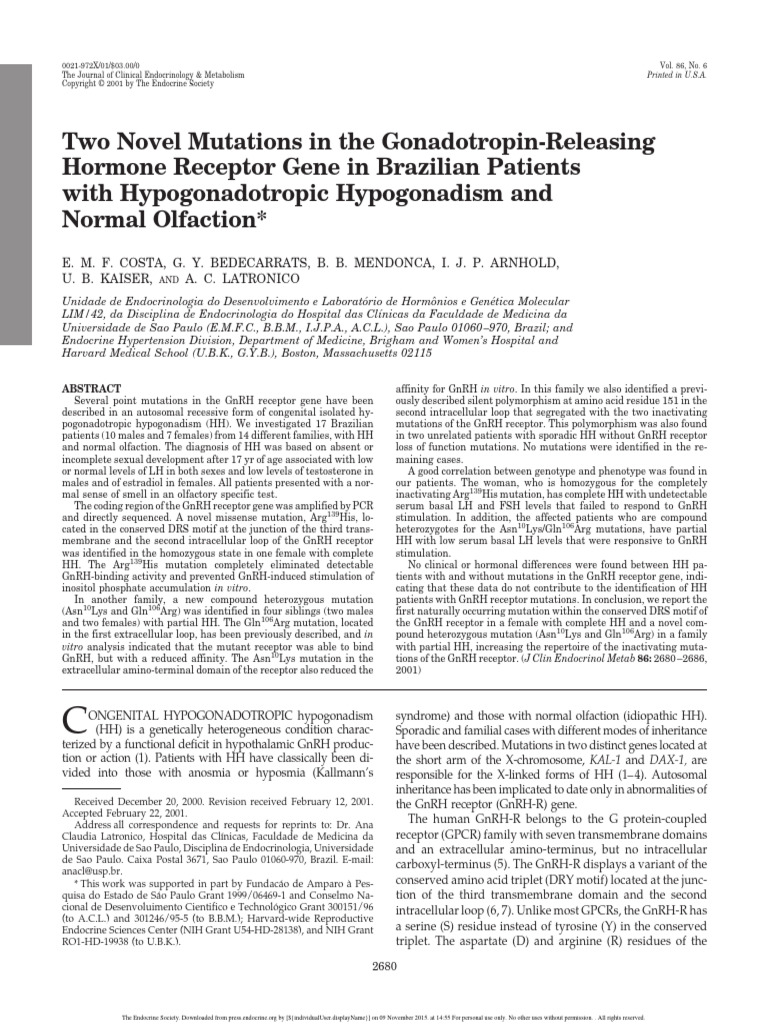 Two Novel Mutations in The | PDF | Luteinizing Hormone | Mutation