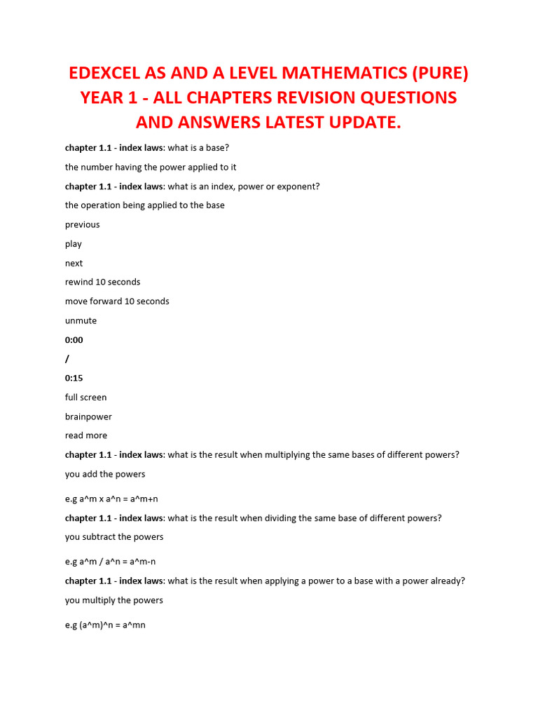 AS & A Level Maths Year 1 Revision Guide | PDF | Quadratic Equation ...