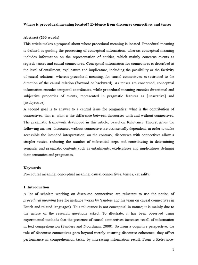 Procedural Meaning | PDF | Semantics | Information