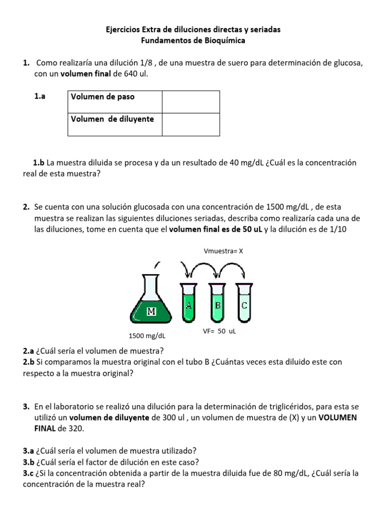 Ejercicios Extra de Diluciones Directas y Seriadas | PDF