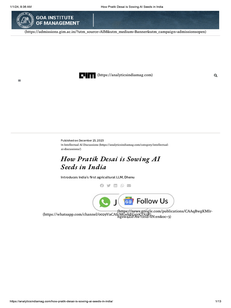 How Pratik Desai Is Sowing AI Seeds in India | PDF | Artificial ...