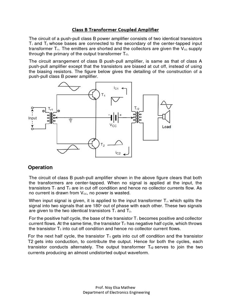 Class B Power Amp - Crossover - Class AB Diode Biasing | PDF ...