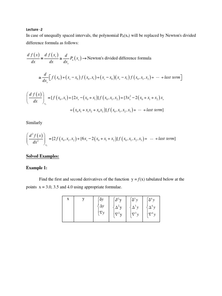 lecture 14 derivavtives of unequal intervals | PDF | Applied Mathematics | Abstract Algebra