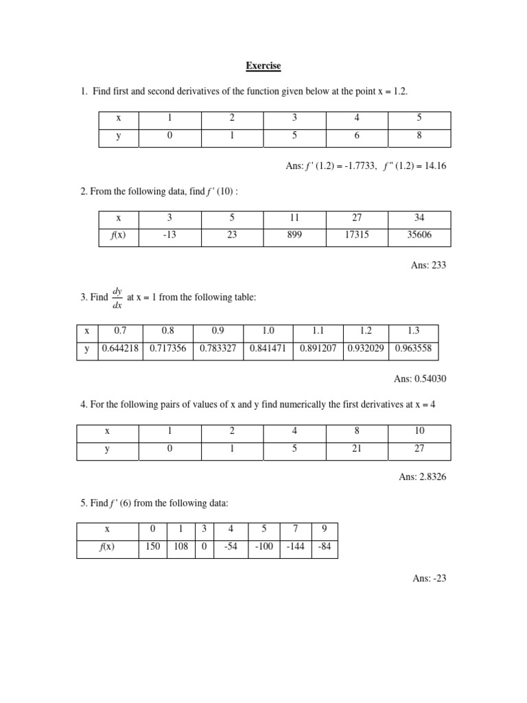 Quiz 3 Numerical Differentiation | PDF | Acceleration | Differential ...