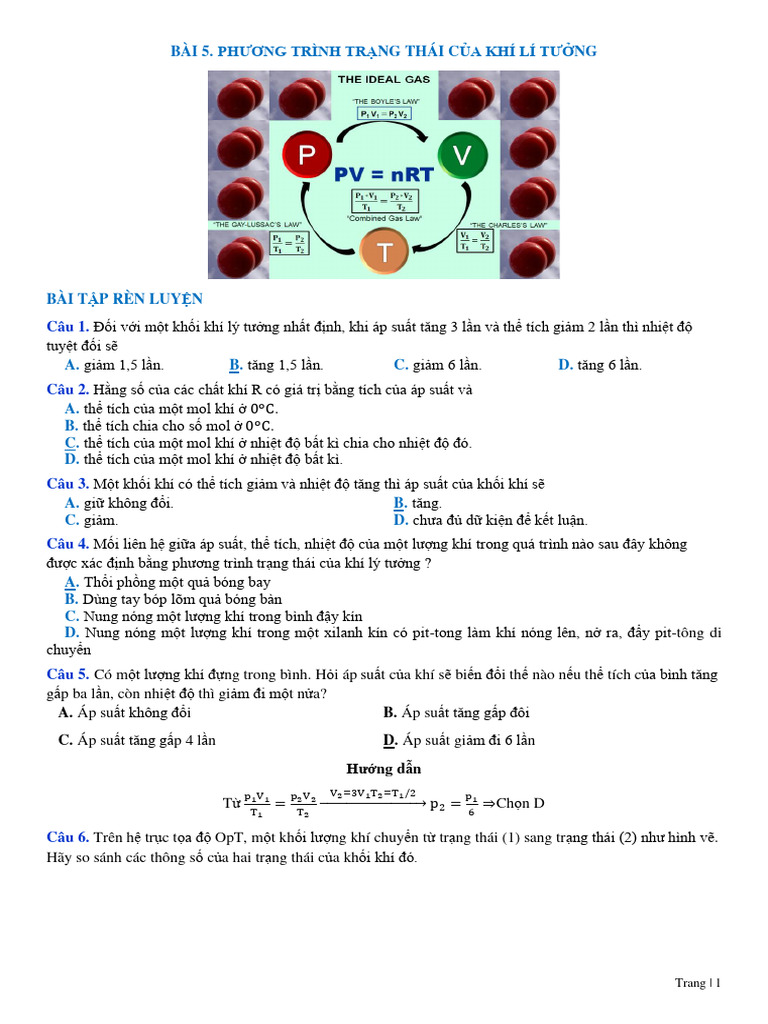 Bài 5 Phương Trình TR NG Thái C A Khí Lí Tư NG - NC - Đáp Án | PDF