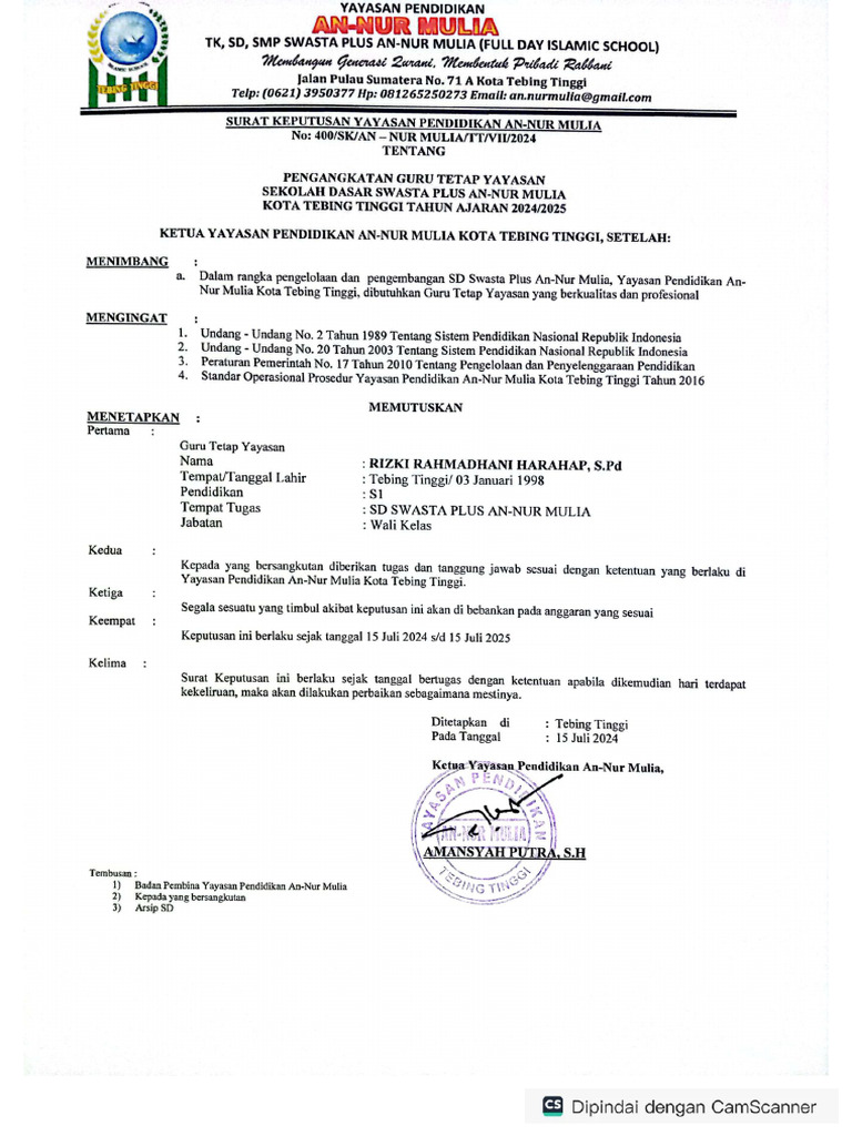 SK Pengangkatan Dan Peugasan Rizki | PDF