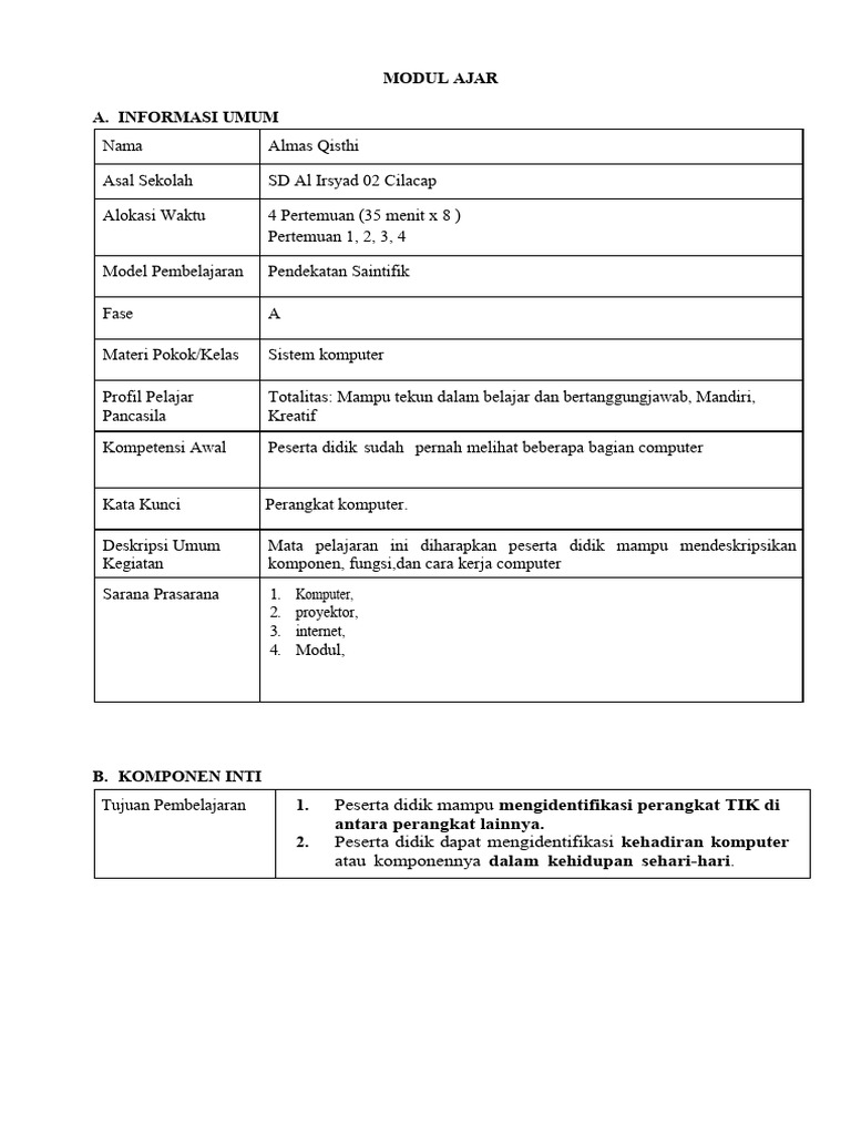 Modul Ajar Informatika Fase A Kelas 1 Semester 1 Ms Paint Bagian ...