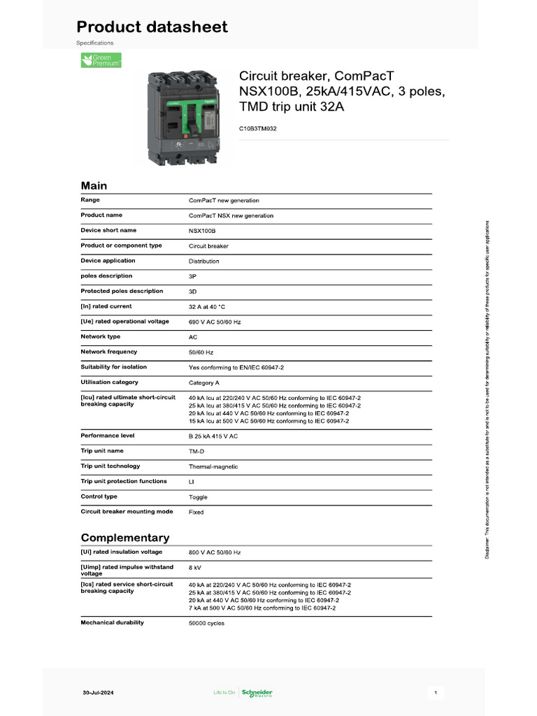 32A MCCB DATA SHEET | PDF