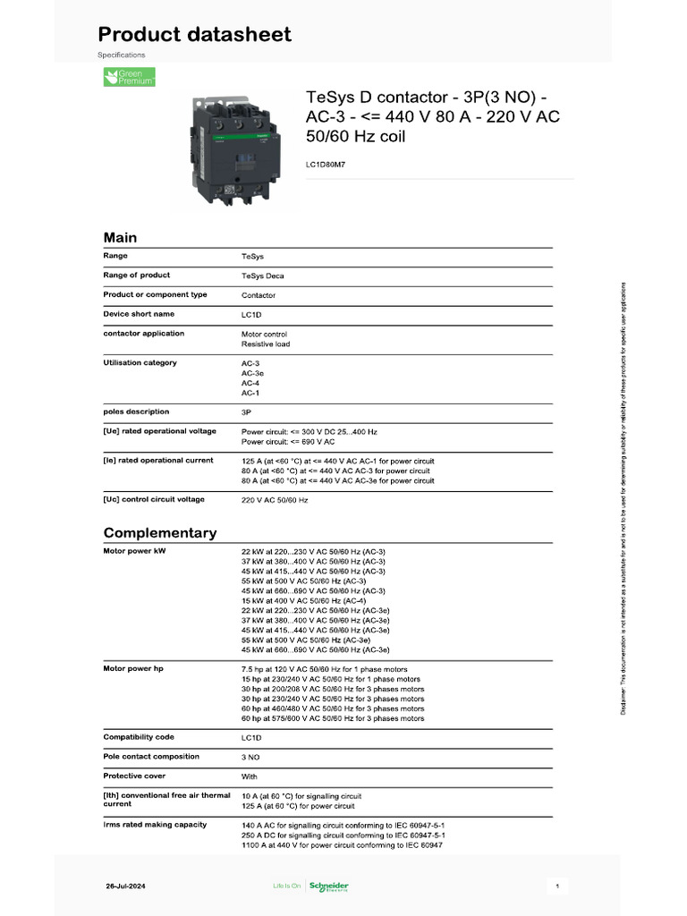 Contactor Datasheet | PDF