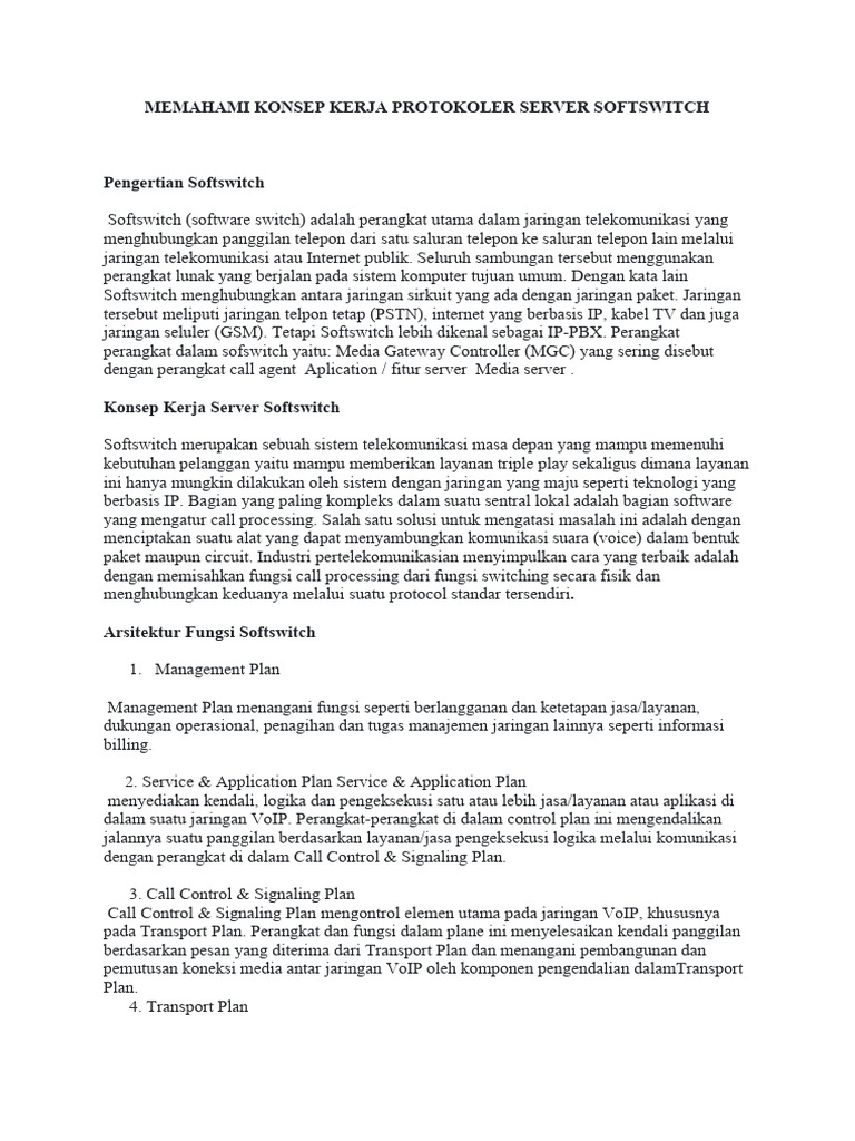 Memahami Konsep Kerja Protokoler Server Softswitch | PDF