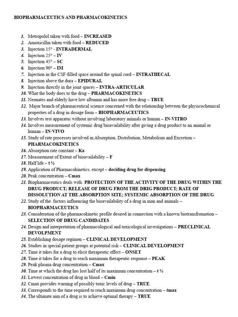 Biopharm Revalida (Finals) | PDF | Pharmacokinetics | Cell Membrane