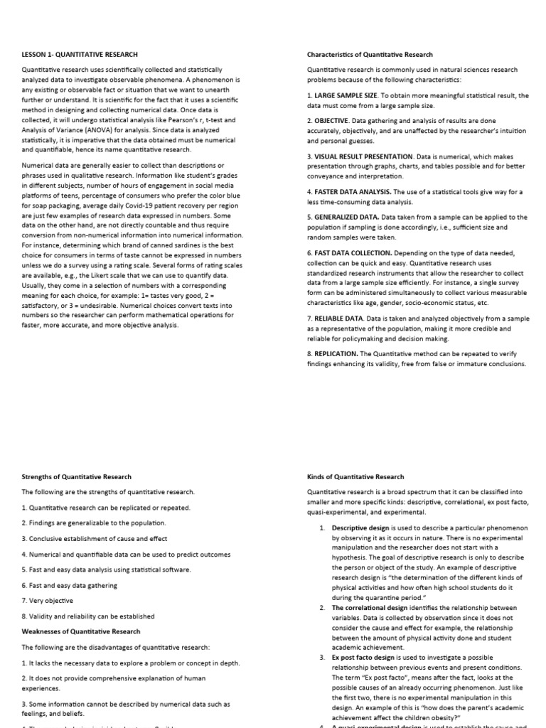 LESSON 1-QUALITATIVE RESEARCH | PDF | Statistics | Quantitative Research