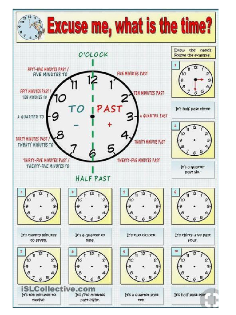 Actividades Sobre El Reloj en Inglés Las Horas | PDF