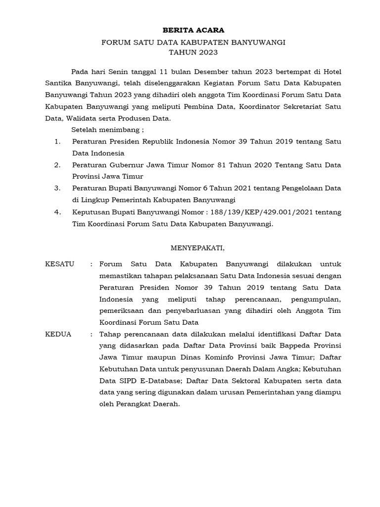 Berita_Acara_Forum_Data_2023 | PDF