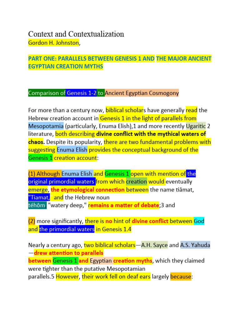 Context and Contextualization | PDF | Genesis Creation Narrative | Mythological Archetypes