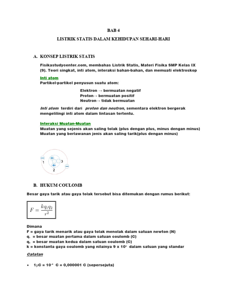 Listrik Statis: Teori dan Contoh Soal | PDF