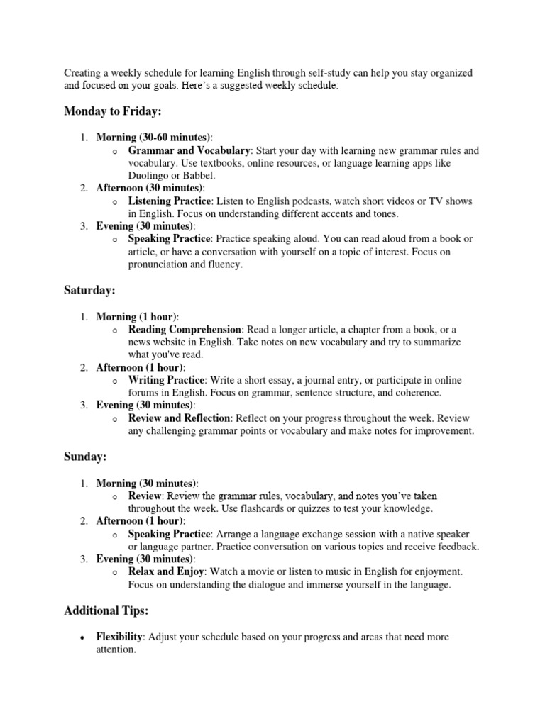 Schedual Learning English | PDF | English Language | Vocabulary