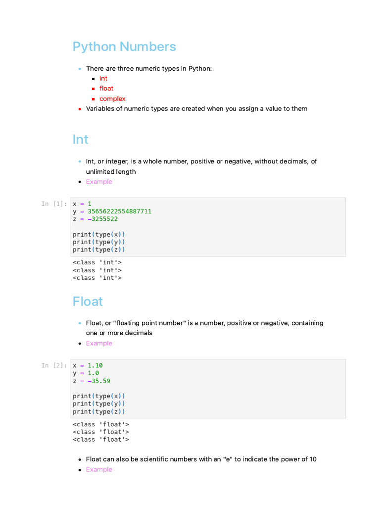 Python Notes Numbers Pdf Integer Computer Science Numbers 3471