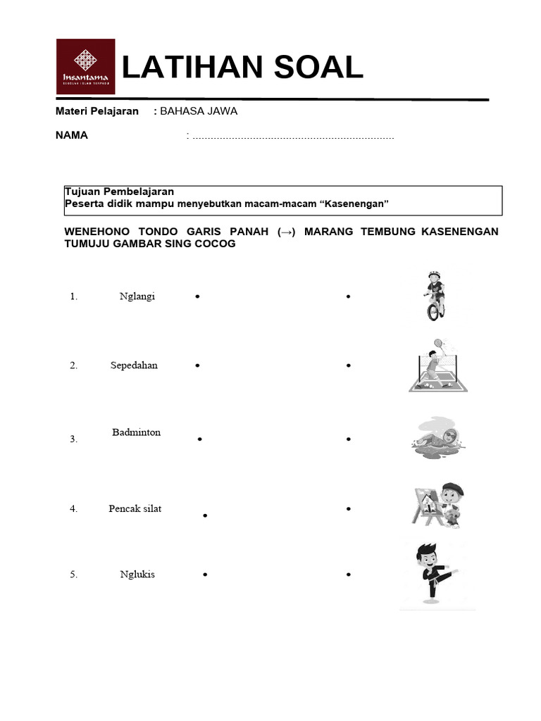 LATIHAN SOAL Bahasa Jawa Kelas 1 | PDF