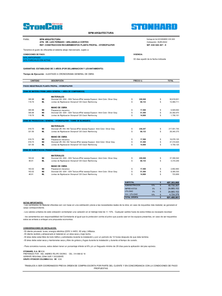 Cotización Pisos Stonhard | PDF