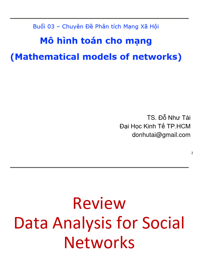 03 CD Phan Tich Mang Xa Hoi - Mo Hinh Toan Cho Mang Xa Hoi | PDF | Graph Theory | Mathematical ...
