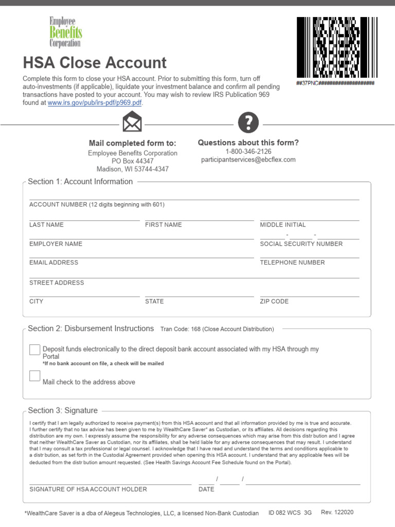HSA Account Closure Form 082 | PDF | Health Savings Account | Banks