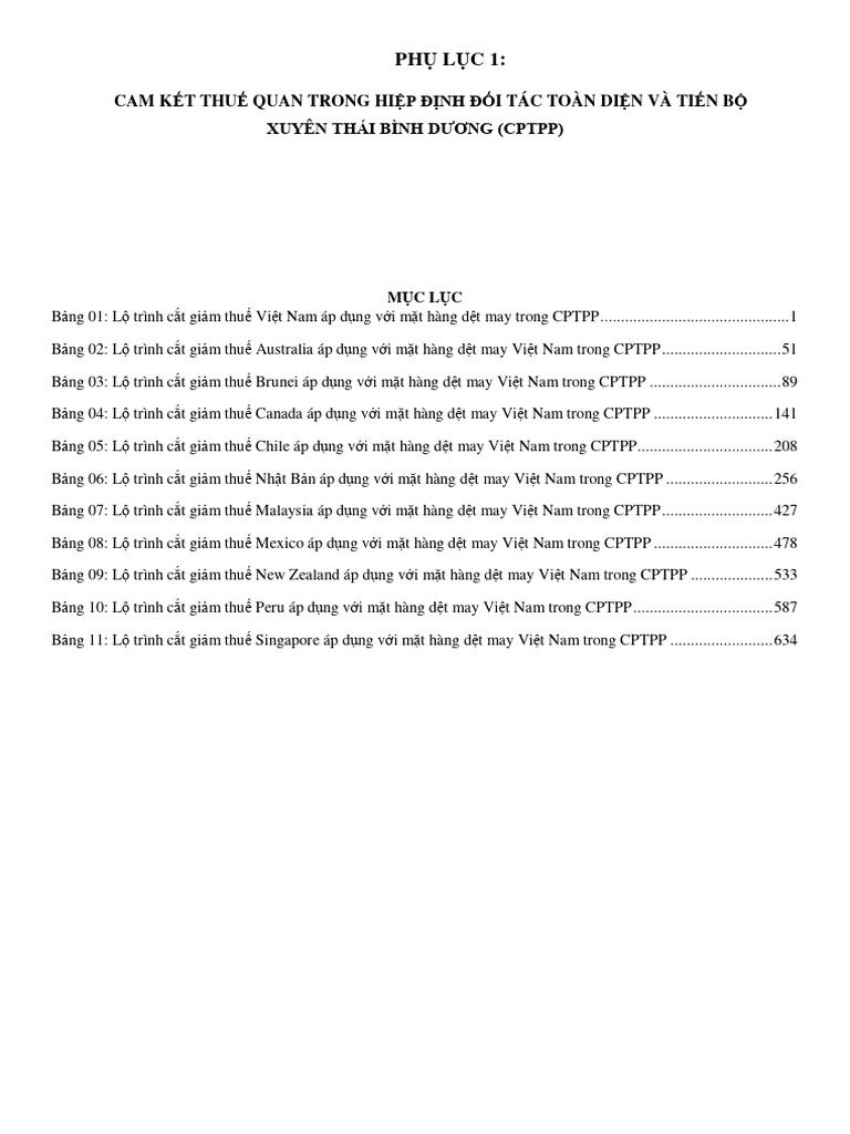 Phu Luc 1 CPTPP | PDF