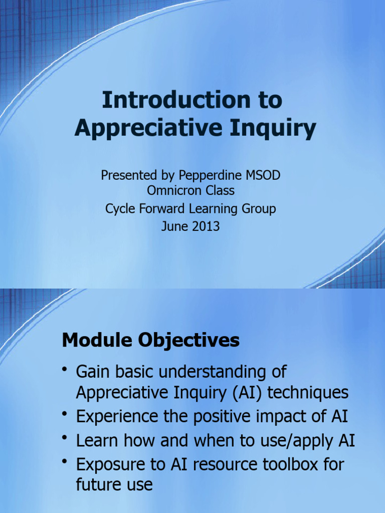 Appreciative Inquiry Presentation | PDF | Cognition