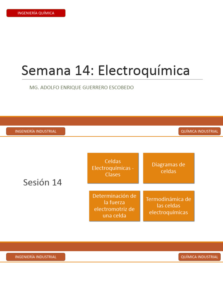 Sesión 14 Electroquímica | PDF | Redox | Electrólito