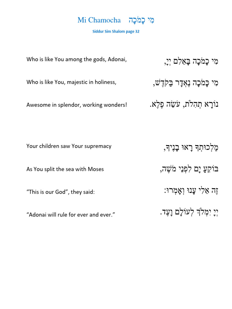 Mi Chamocha Text and Big Idea | PDF