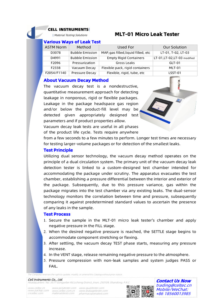 Destructive Submersion Test For Gross Leaks in Sterile Packaging | PDF ...