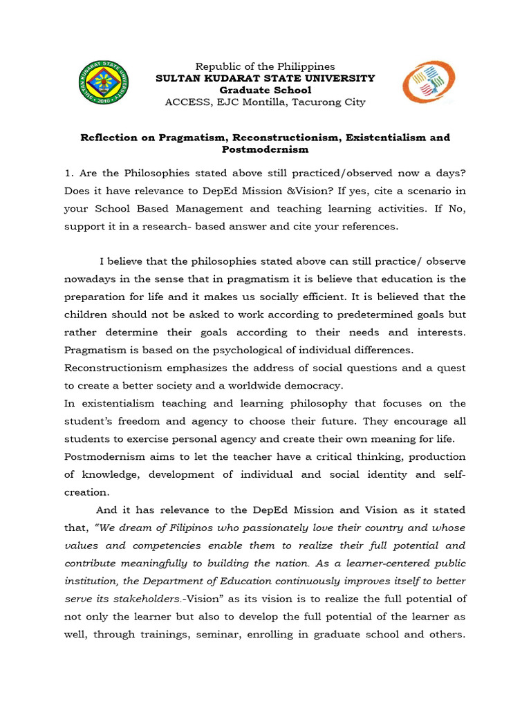 JUSTINE NERI MORADILLA - Reflection On Philosophy | PDF | Søren Kierkegaard | Existentialism