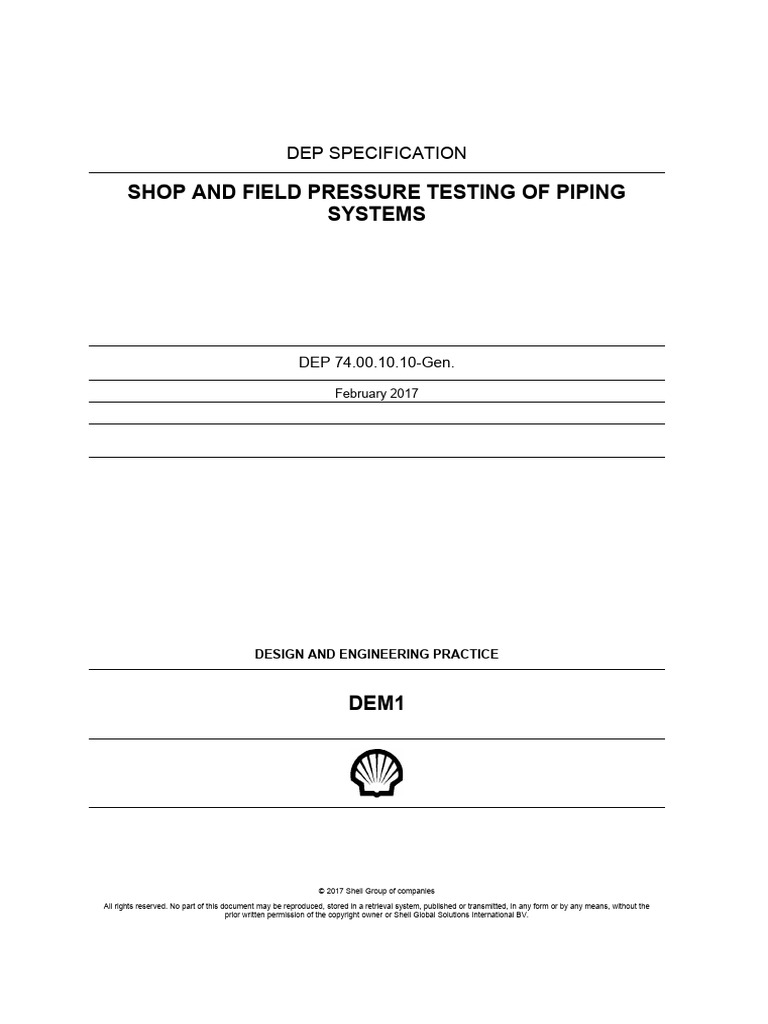 Shell Hydrotest Procedure | PDF | Pipe (Fluid Conveyance) | Pressure ...
