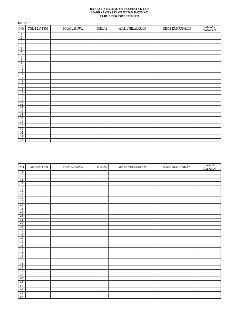 Daftar Kunjungan | PDF