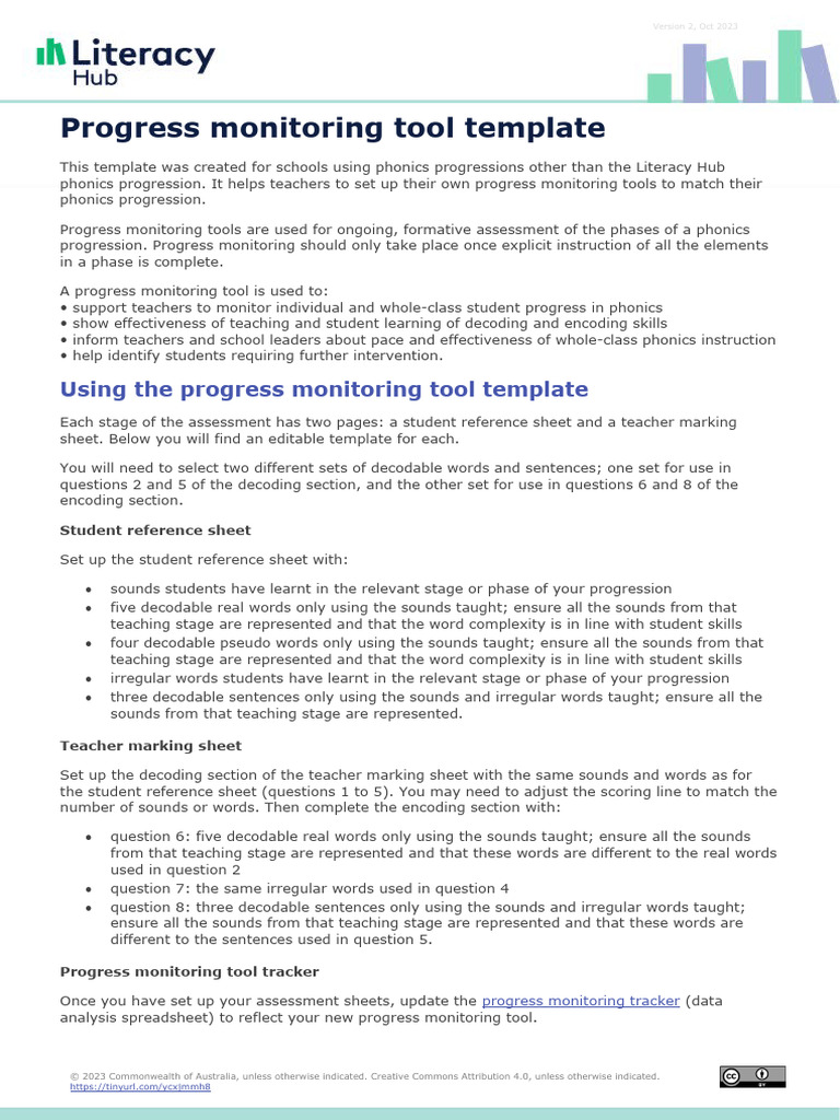 Progress Monitoring Tool Template | PDF | Phonics | Learning Methods