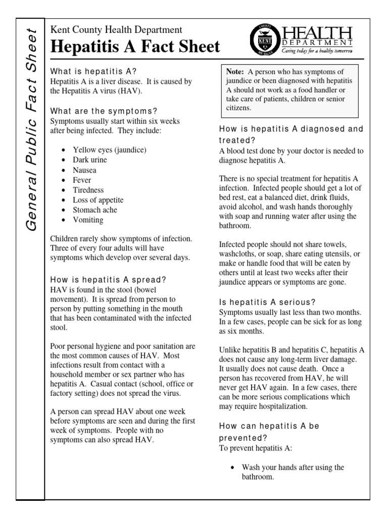 Hepatitis A Fact Sheet | PDF | Hepatitis | Clinical Medicine