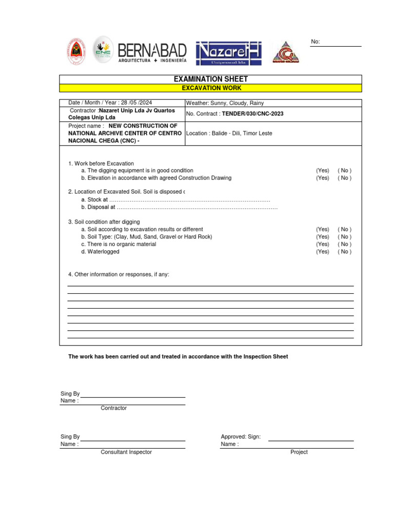 Elevation of Excavation Inspection | PDF | Building Engineering ...