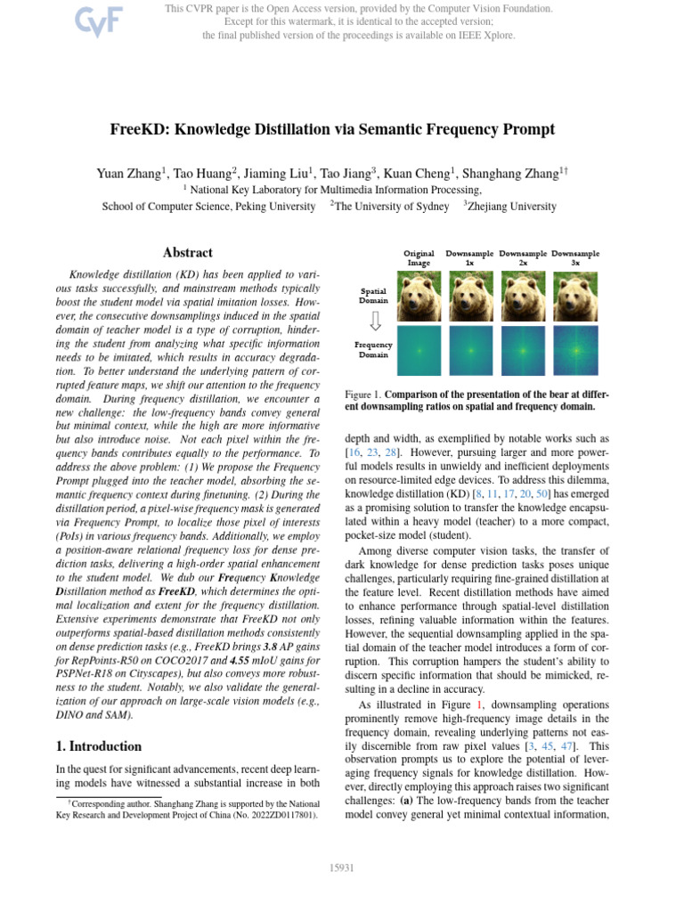 FreeKD-Knowledge Distillation Via Semantic Frequency Prompt | PDF | Wavelet | Applied Mathematics