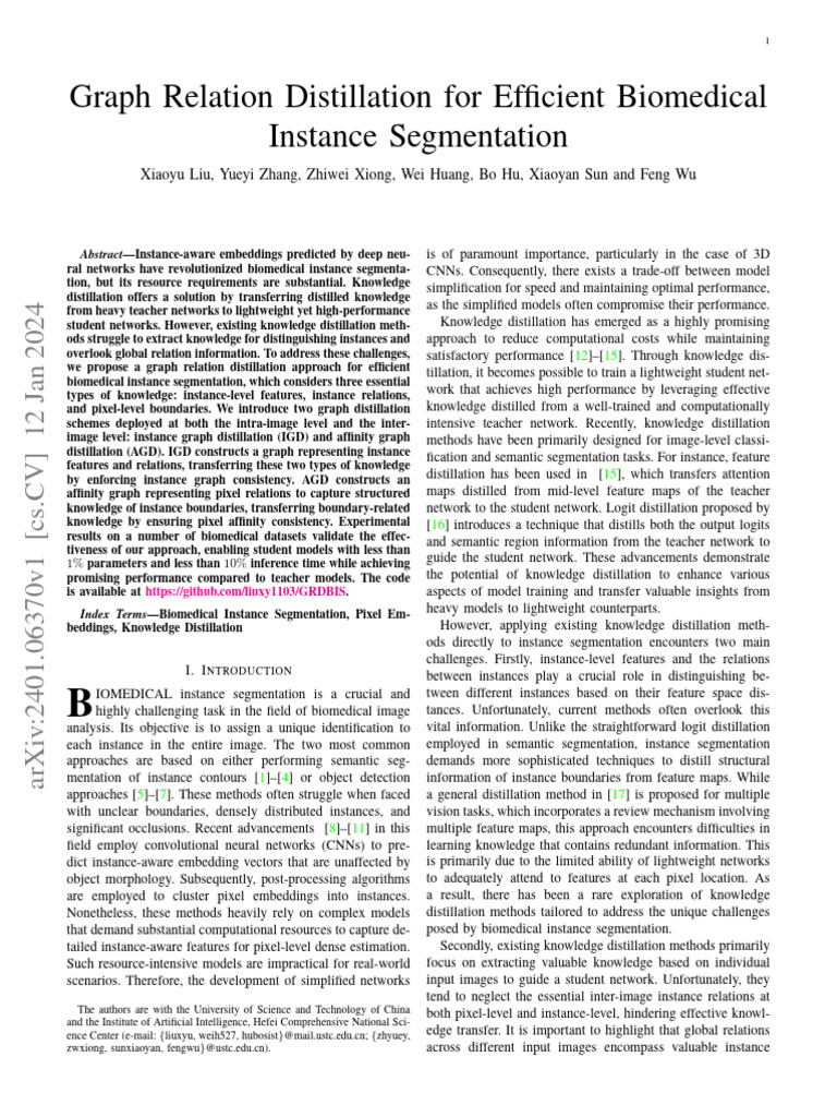 Graph Relation Distillation For Efficient Biomedical Instance Segmentation | PDF | Image ...